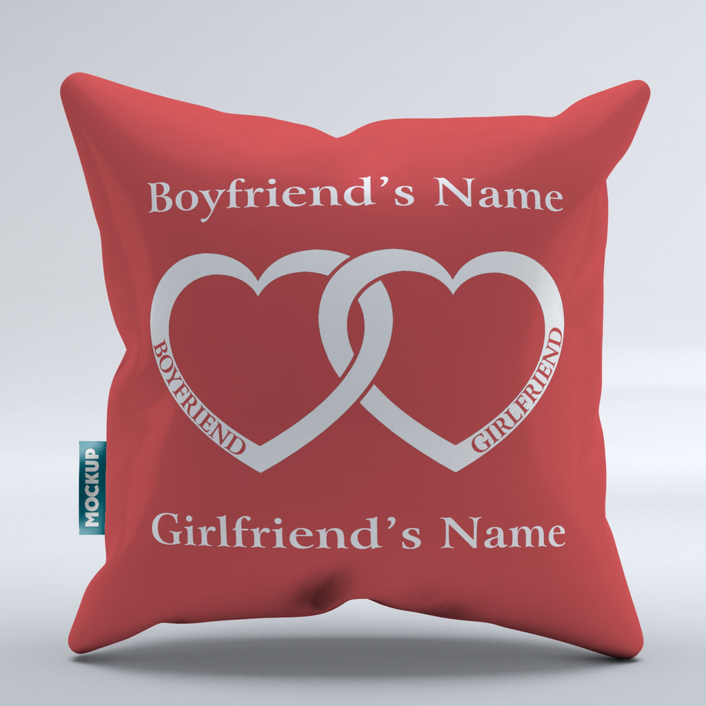 Boyfriend Girlfriend Heart - Personalized Throw Pillow Cover - 18" x 1 ...