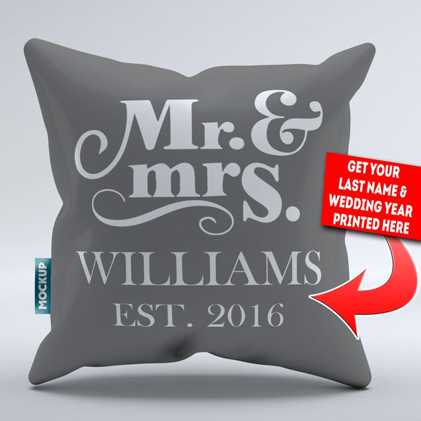 Mr and Mrs Personalized Throw Pillow Cover -18" x 18" - Mostly Pillows